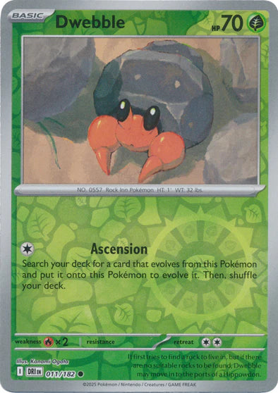 Pokemon - Destined Rivals - Dwebble 011/182 Reverse Holo - Condition ...